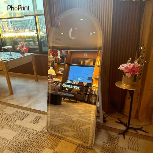 32" Rounded Mirror Photo Booth with Road Case Distributor - PhoPrint