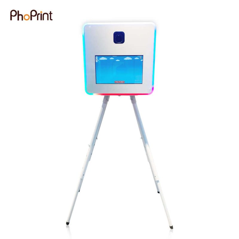 All In One Photo Booth with Metal Stand White Photobooth - PhoPrint
