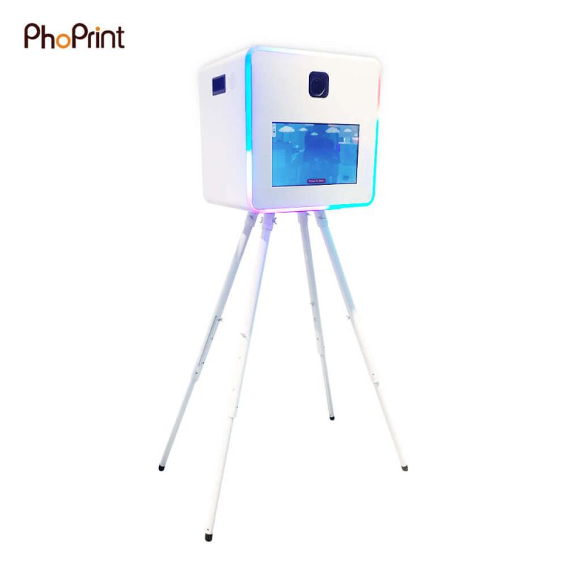 All In One Photo Booth with Metal Stand White Photobooth - PhoPrint