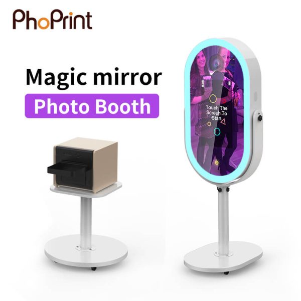 Wedding Mirror Booth with Wheels Magic Photo Booth Export - PhoPrint