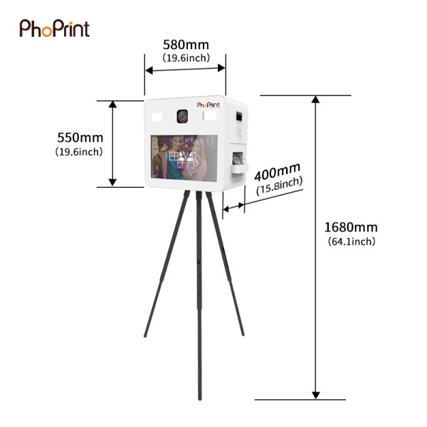 21.5" Touch Screen DSLR Photo Booth Support 6 Languages - PhoPrint