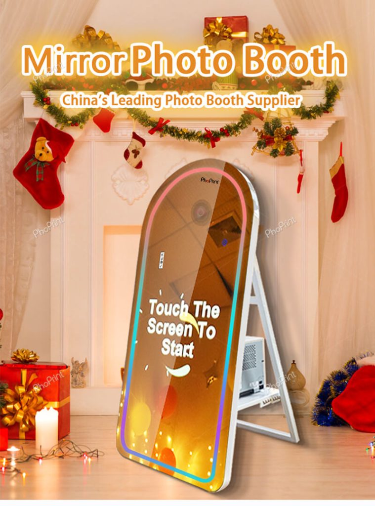 32" Rounded Mirror Photo Booth with Road Case Distributor - PhoPrint