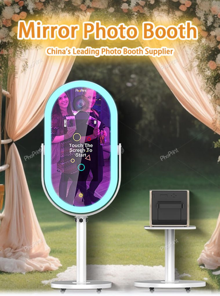 Wedding Mirror Booth with Wheels Magic Photo Booth Export - PhoPrint