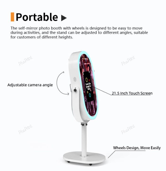 Wedding Mirror Booth with Wheels Magic Photo Booth Export - PhoPrint