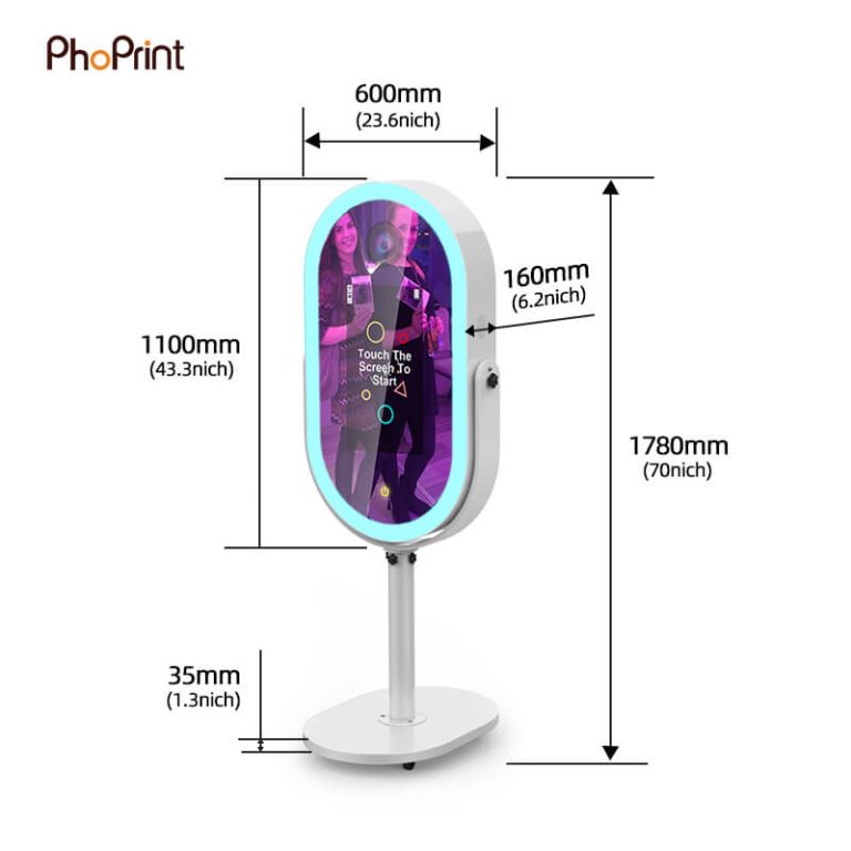 Wedding Mirror Booth with Wheels Magic Photo Booth Export - PhoPrint