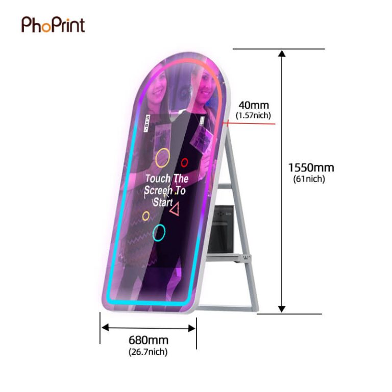 32" Rounded Mirror Photo Booth with Road Case Distributor - PhoPrint