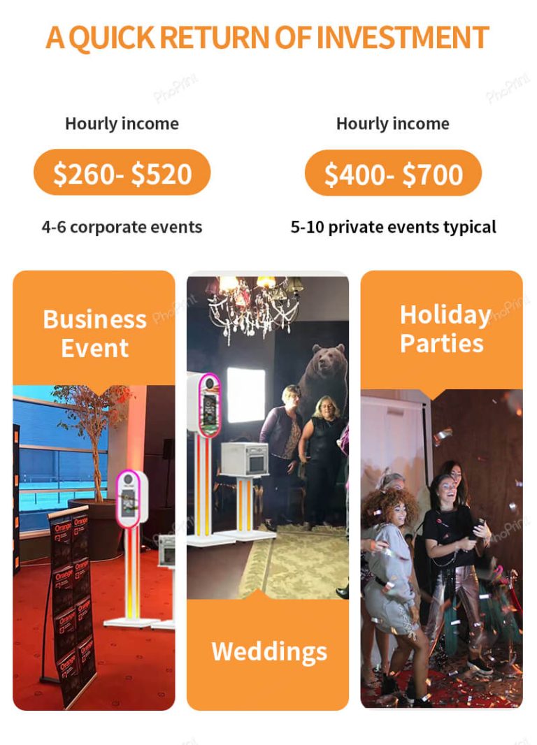 13.3" Mini Mirror Booth Instant Printing Photo Booth Support Customize ...