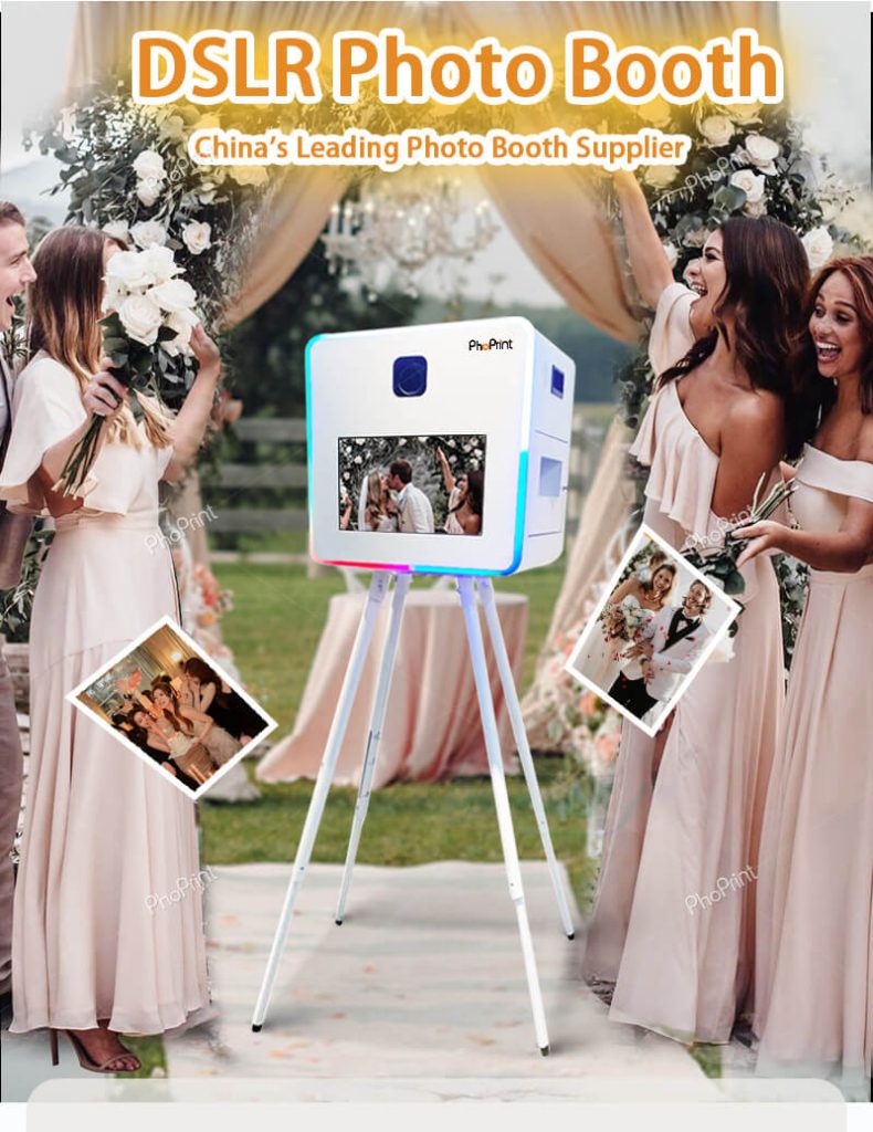 All In One Photo Booth with Metal Stand White Photobooth - PhoPrint